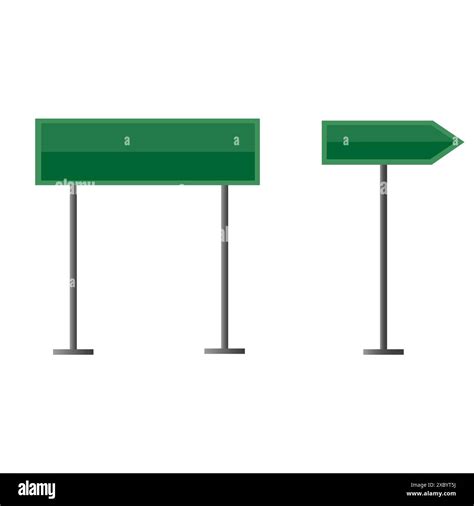 Green Road Signs Directional Arrows On Poles Traffic Guidance Icons