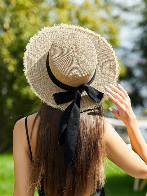 Women Straw Panama Hat Fedora Beach Sun Hat Wide Brim Straw Roll Up Hat