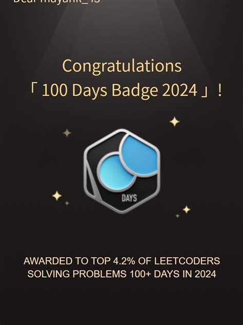 Mayank Kumar On Linkedin Leetcode Badge 100days