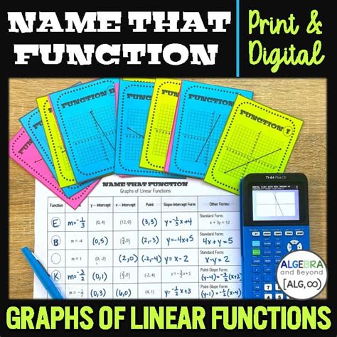 Graphing Linear Equations Matching Review Activity Linear Functions