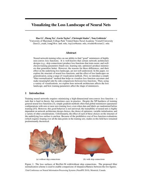 PDF Visualizing The Loss Landscape Of Neural Nets Visualizing The Loss Landscape Of Neural