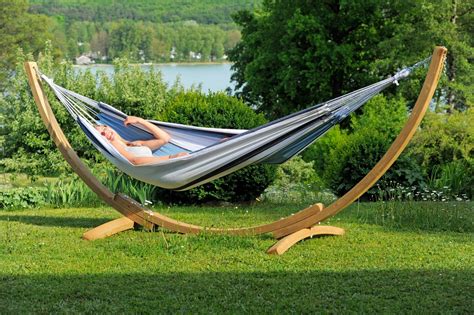Hamac Avec Support Bois 2 Places APOLLO SET Marine 210x140cm AMAZONAS