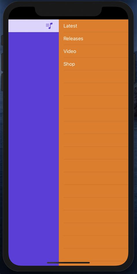 ios slide menu header stack overflow