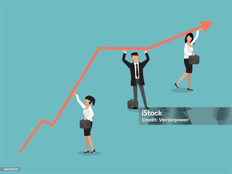 비즈니스 성장 개념 화살표 벡터 그림을 들고 비즈니스 사람들 작업 팀이 그래프 화살표를 올립니다 개념에 대한 스톡 벡터 아트 및 기타 이미지 Istock