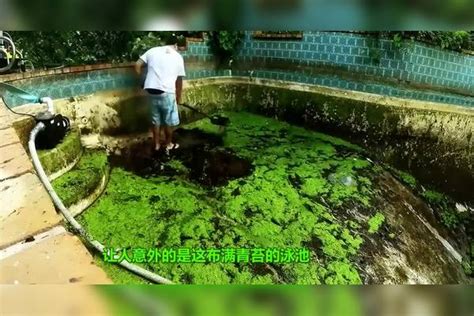 20年没洗过的游泳池有多脏？老外拿出高压水枪，场面很舒适！老外水枪游泳池
