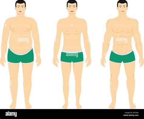 Before And After Diet Man Weight Loss Vector Illustration Stock
