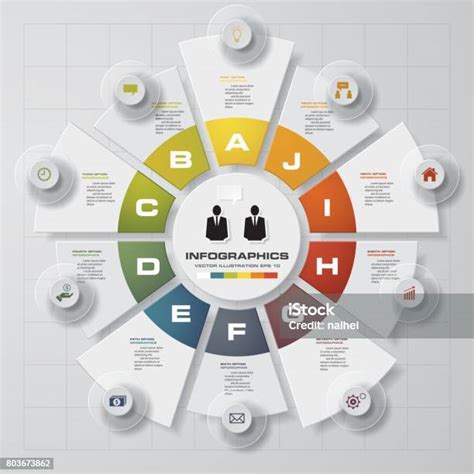 10 단계 현대 원형 차트 인포 그래픽 요소를 추상화 합니다 벡터 일러스트입니다 0명에 대한 스톡 벡터 아트 및 기타 이미지 0명 3차원 형태 개념 Istock