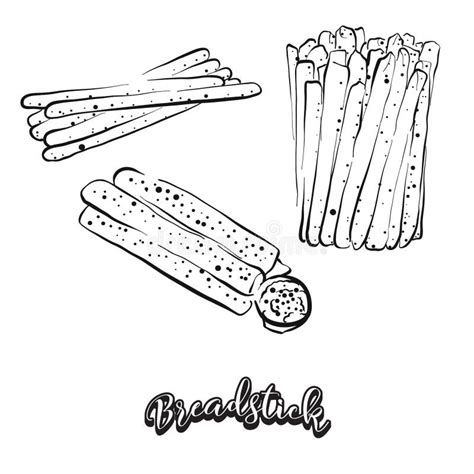 Bosquejo Dibujado Mano Del Pan Del Breadstick Ilustración Del Vector