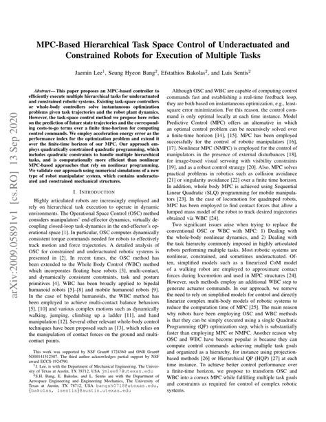 Pdf Mpc Based Hierarchical Task Space Control Of Underactuated And