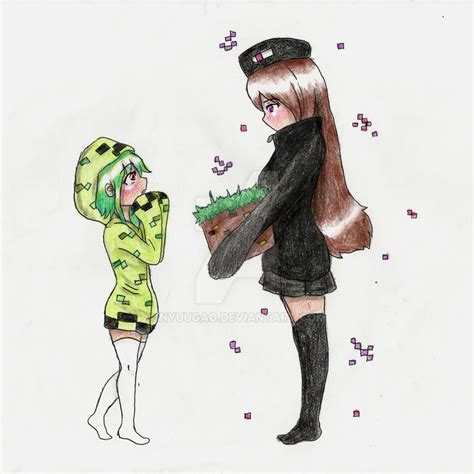 Creeper Tan Meets Ender Girl Minecraft By Nyuugao On Deviantart
