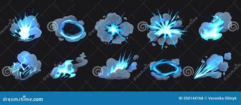 Cartoon Energy Explosion Effects Glowing Bursts With Dynamic Smoke