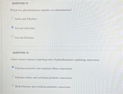 Solved Which Two Phytohormones Regulate Sex Determination Chegg Com