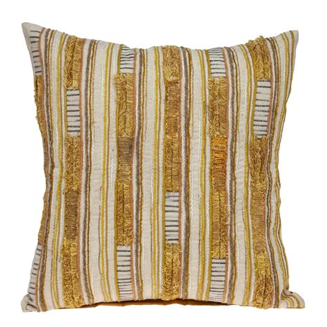 Nassau Collection 18 Beige And Yellow Embroidered Geometric Striped