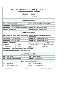 First District PREA Audit Waterloo Residential Correctional Facility Iowa Publications Online