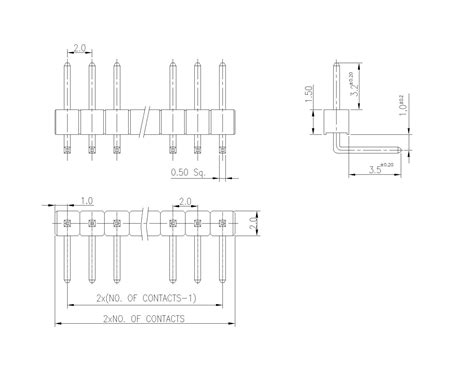 2 00mm Pitch Pin Header Single Row Right Angle P9112 XX 02 1