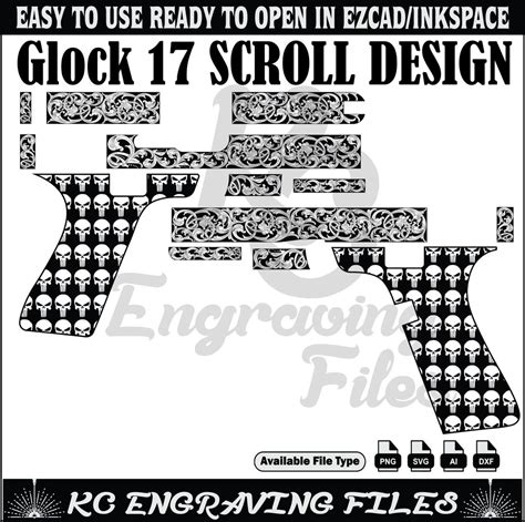 Glock 17 Scroll Design Svg Lasercutlaserengravingfiberlaser