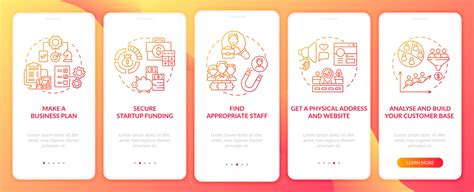 Startup Launch Steps Red Onboarding Mobile App Page Screen 3397675 Vector Art At Vecteezy