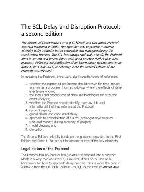 The Scl Delay And Disruption Protocol Pdf Treaty Risk