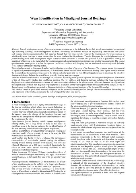 Pdf Wear Identification In Misaligned Journal Bearings