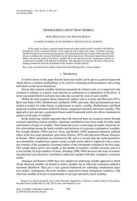 Pdf Generalized Latent Trait Models