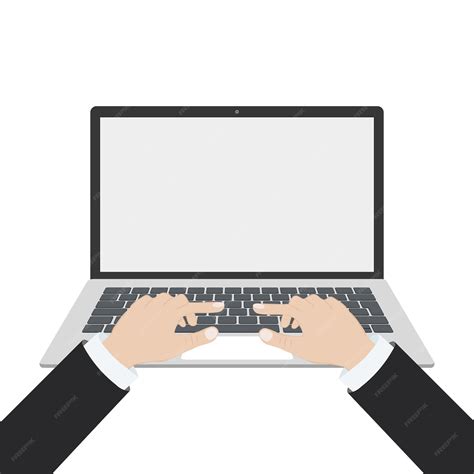 Premium Vector Laptop And Hands On The Keyboard Vector Illustration