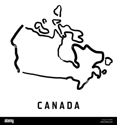 Canada Map Outline Smooth Simplified Country Shape Map Vector Stock
