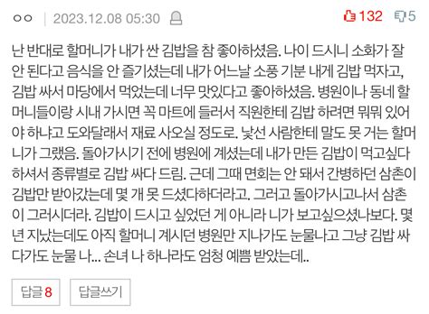 할머니가 싸준 김밥 연예이슈 수다방 네모판