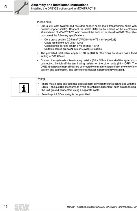 manual fieldbus interface dfe33b ethernet ip and modbus tcp edition