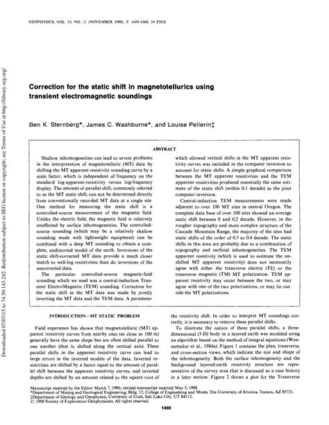 Pdf Correction For Static Shift In Magnetotellurics Using Transient