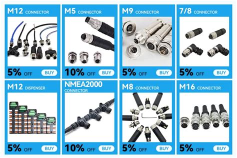 Waterproof M12 Electrical Wire Connector Ip67 Male Female 2 3 4 5 6 7 8