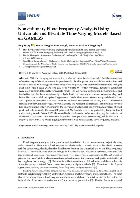 pdf nonstationary flood frequency analysis using univariate and