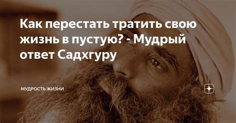 Как перестать тратить свою жизнь в пустую Мудрый ответ Садхгуру
