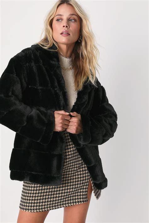 Cute Black Coat Black Faux Fur Coat Faux Fur Coat Lulus