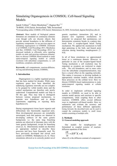 Pdf Simulating Organogenesis In Comsol Cell Based Signaling Models