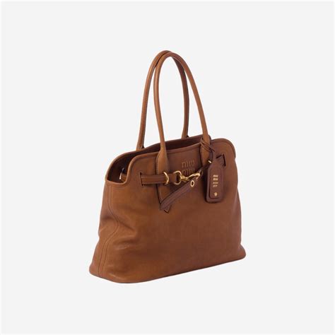 미우 미우 아벙츄어 나파 레더백 오크 Miu Miu Kream