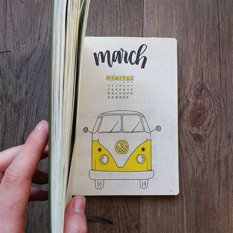 Bullet Journal Monthly Cover Page March Cover Page Volkswagen Drawing