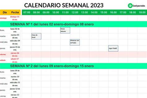 Calendario Por Semanas 2023 En Excel Descarga Gratis