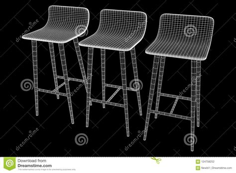 Bar Stool Furniture Wireframe Stock Vector Illustration Of