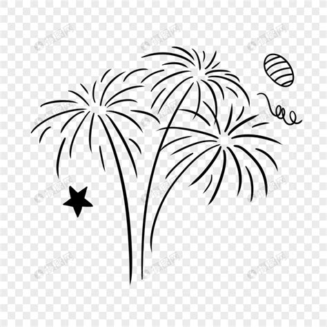 线稿生日涂鸦烟花剪贴画元素素材下载 正版素材402073347 摄图网