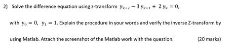 Solved Solve The Difference Equation Using Z Transform Chegg