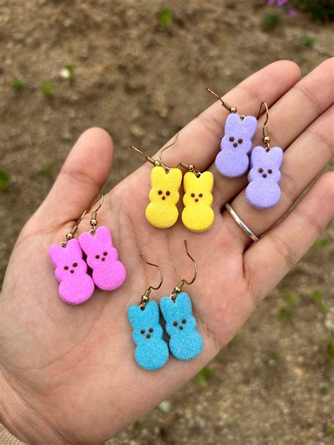 Bunny Peep Marshmallow Earrings Clay Easter Earrings Easter