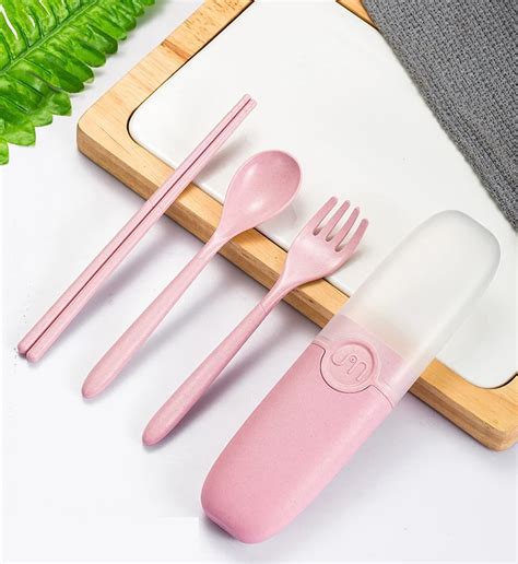 Eco Friendly Biodegradable Cutlery Spoon Fork Chopsticks Wheat Straw