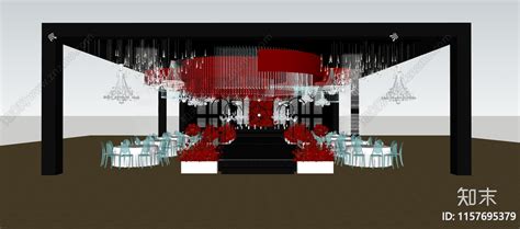 现代大气红黑色婚礼su模型下载【id1157695379】知末su模型网