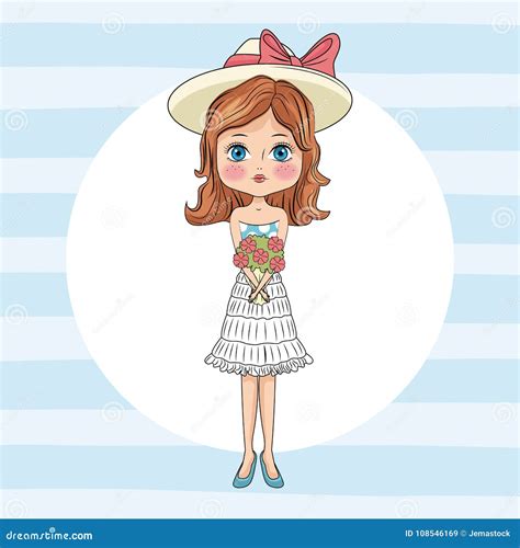 Cute Girl Cartoon Stock Vector Illustration Of Love 108546169
