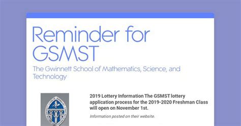 Reminder For Gsmst