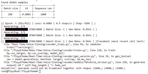 Vocoder Training Operands Could Not Be Broadcast Together With Shapes Issue