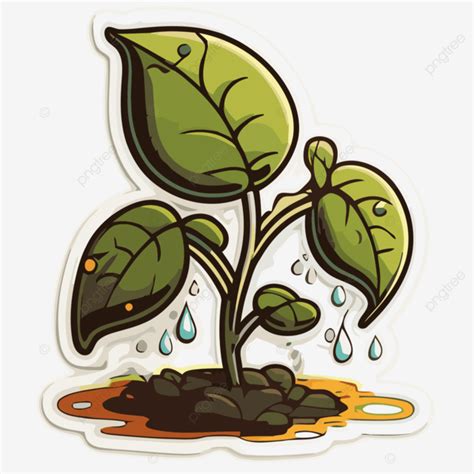 描繪綠色植物滴水剪貼畫的貼紙 向量 與卡通生長植物分離的貼紙設計 貼紙向量圖案素材免費下載，png，eps和ai素材下載 Pngtree