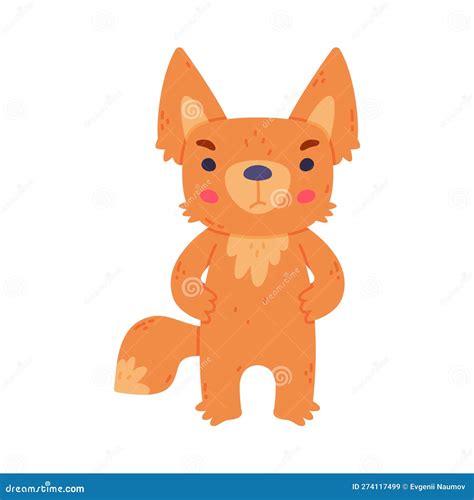 Cute Fennec Fox With Red Coat And Large Ears Standing With Grumpy