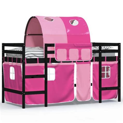Vidaxl Cama Alta Para Niños Con Túnel Madera Pino Rosa 80x200 Cm Con
