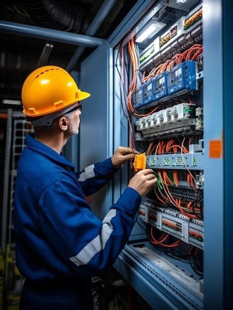 Premium Ai Image Electrician Engineer Work Tester Measuring Voltage